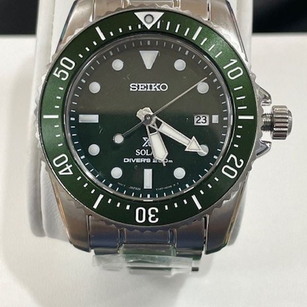 Seiko SNE583 Prospex Green Dial 38 mm Stainless Steel Diver Solar Men's ...