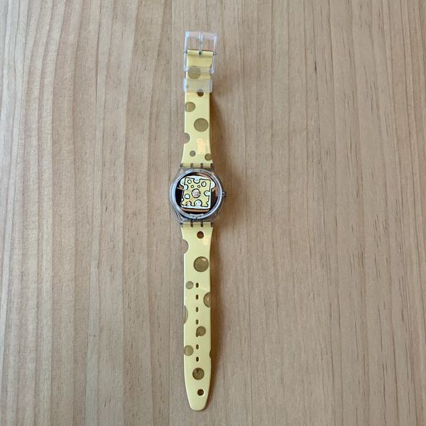 RARE Swatch Working Cheese Watch Cheesy Toast GK304 DAMAGED STRAPS SEE ...