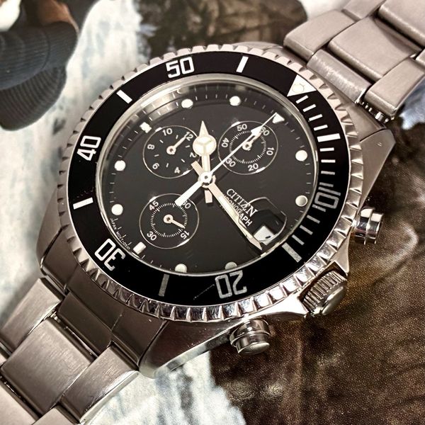 Citizen 2000s Vintage Quartz Chronograph WR100 Diver Watch 38mm Sub ...