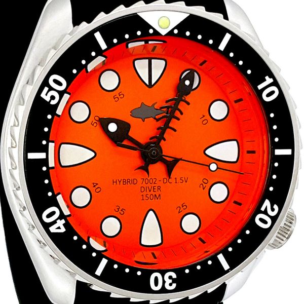 Vintage SEIKO diver SAWTOOTH bezel FISHBONE hands Mod with Genuine 7002 ...