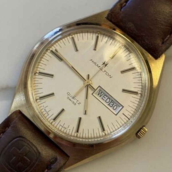 Vintage Hamilton Swiss Quartz Day/Date Watch. 20 Ocg Plated, Engraved ...
