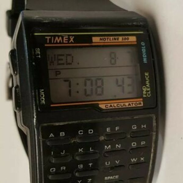 RARE VINTAGE MENS TIMEX (HOTLINE 100) CALCULATOR WATCH. RUNS. GOOD ...