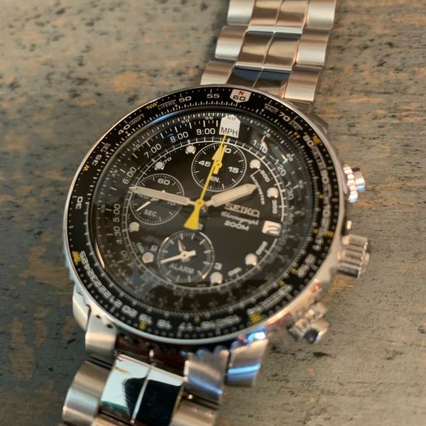 SEIKO SNA411P1 FLIGHTMASTER CHRONOGRAPH WATCH WITH ALARM FUNCTION ...