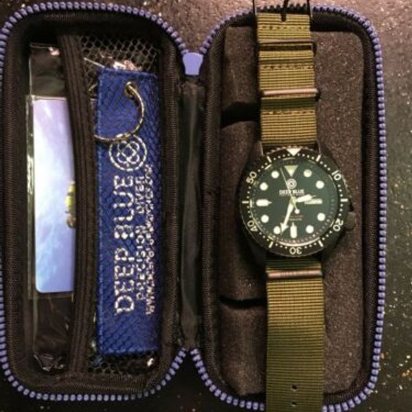 Deep Blue Nato Diver 300 PVD Black With Olive Drab Green Strap Brand ...