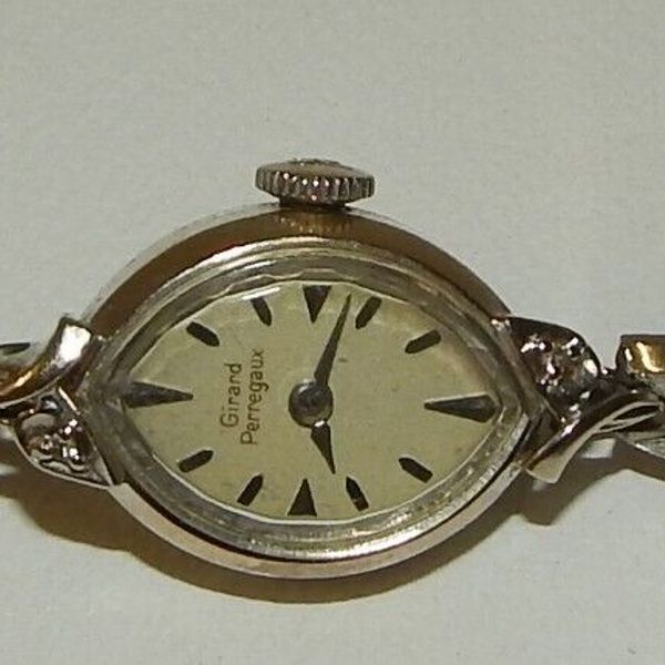 Vintage Girard Perregaux 14K White Gold Diamond Accent Ladies ...