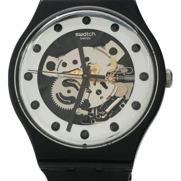 [Used] SWATCH Quartz watch/Analog/Rubber/BLK/SLV [Clothing accessories ...