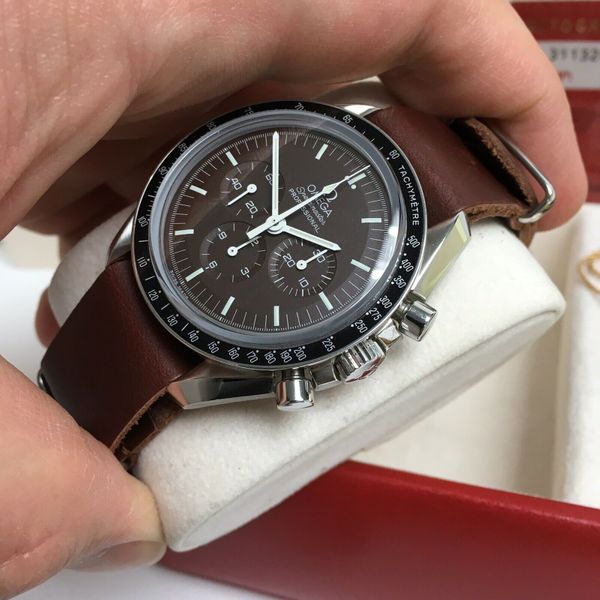 OMEGA Moonwatch NASA NATO 20mm Brown Leather Band Strap w/Buckle - OEM ...