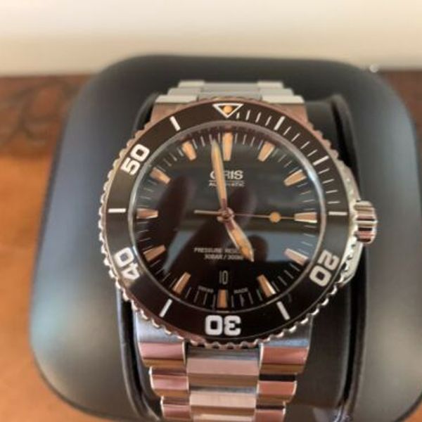 Oris Aquis 7653 43mm Orange & Black Dial Swiss Automatic Men's Dive ...