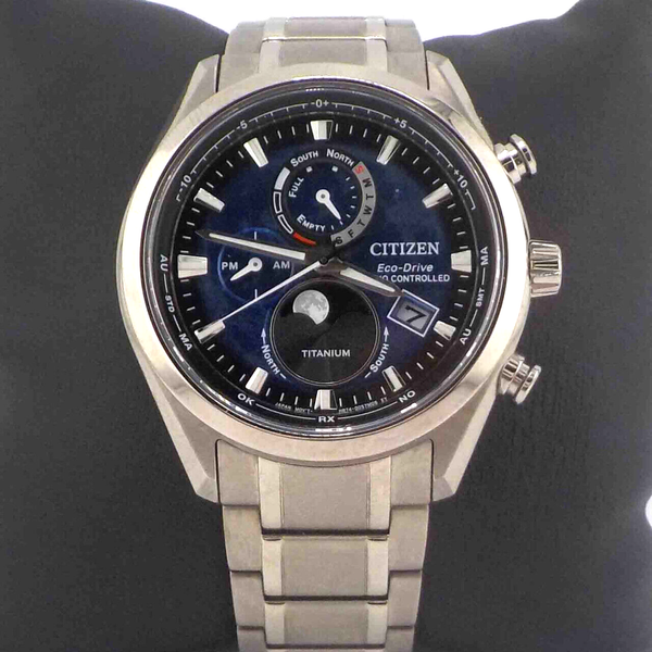 CITIZEN TSUKI-YOMI A-T ECO-DRIVE BLUE DIAL 43MM MEN'S WATCH BY1010-57L ...