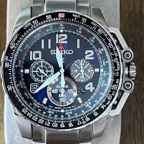 Seiko SSC275 Prospex Solar Powered Quartz Flight Chronograph Watch 44mm ...