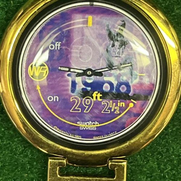 SWATCH POP WATCH PUZ100 Bob Beamon SWISS Pocket 1996 Olympic Specials ...