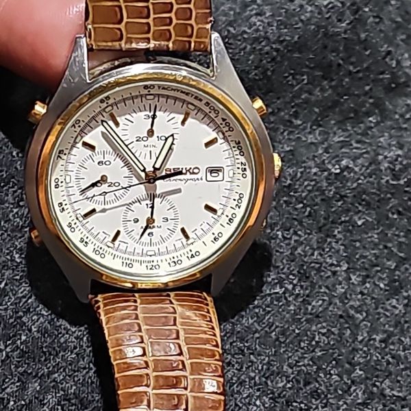 Seiko Chronograph Tachymeter 7T32-7C60 Needs Battery Sold As Shown See ...