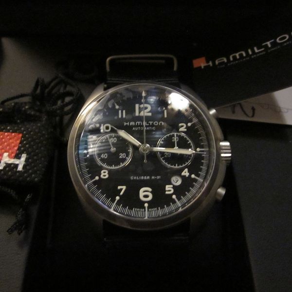 Hamilton Pilot Pioneer Chrono Auto / RAF reissue 70's British ...