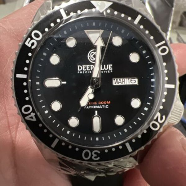 DEEP BLUE MEN'S MILITARY DIVER WATCH 300 AUTOMATIC / BLACK DIAL ...