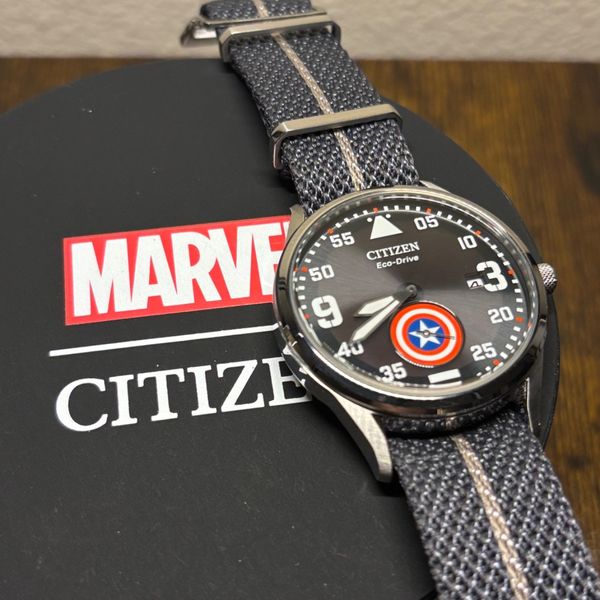 Citizen Men's Eco-Drive Solar Marvel Captain America 40MM Quartz Black ...