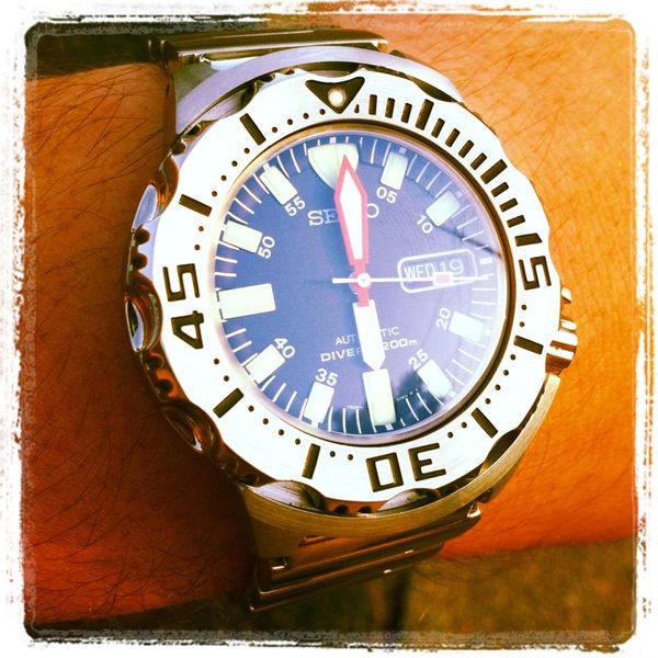 FS: Modded Seiko Black Monster w/ Plongeur Hands and Sapphire AR ...