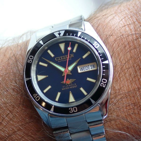 CITIZEN EAGLE 7 AUTOMATIC 21 JEWELS DIVERS TYPE 4-R09437 DAY/DATE ...