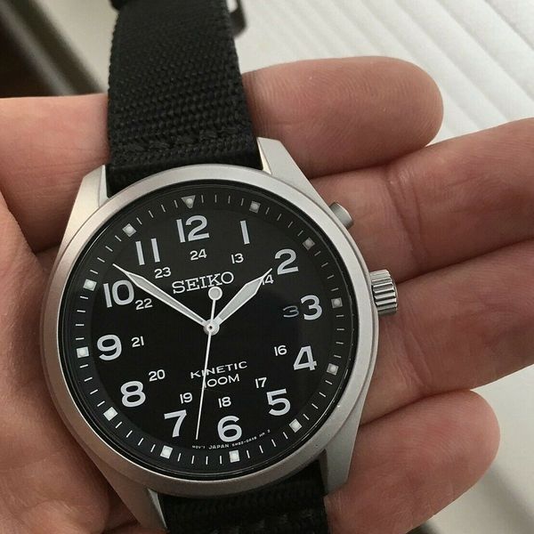 Men's Seiko Kinetic/Automatic SKA727 Field Military Pilot Watch 41mm ...