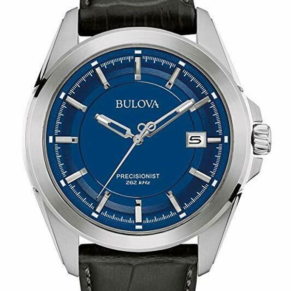 Bulova Men's Quartz Precisionist Steel and Leather Dress Watch - Model ...
