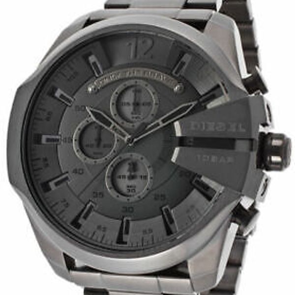 Orologio Uomo DIESEL MEGA CHIEF DZ4282 Acciaio Chrono Grigio Oversize ...