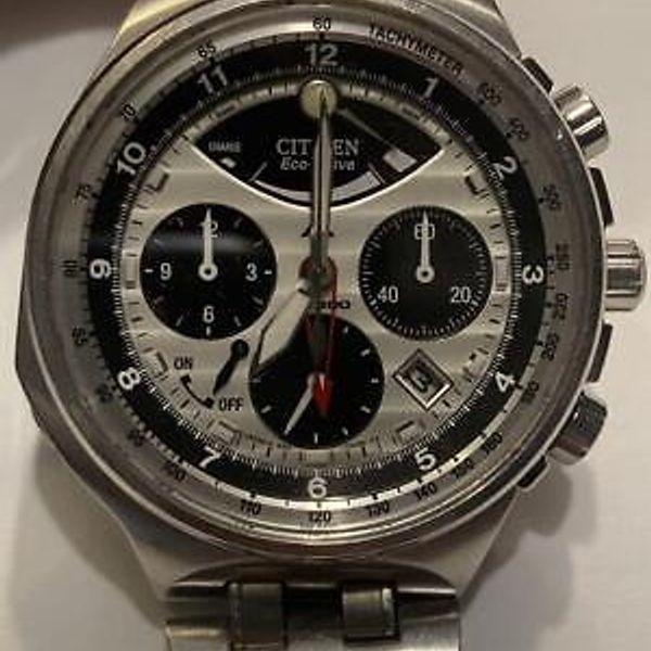 Citizen eco-drive power reserve Men's used watch solar date Chronograph ...
