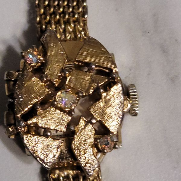 Vintage Roxall Hidden Face Watch Nugget Aurora Borealis Face Cover ...