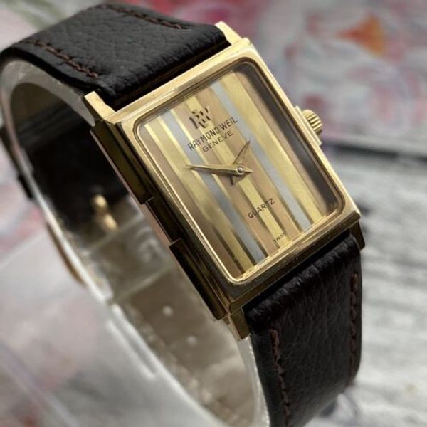 Raymond Weil Watch Vintage 1980s Swiss Gold Plated TANK 19mm Case BOXED ...