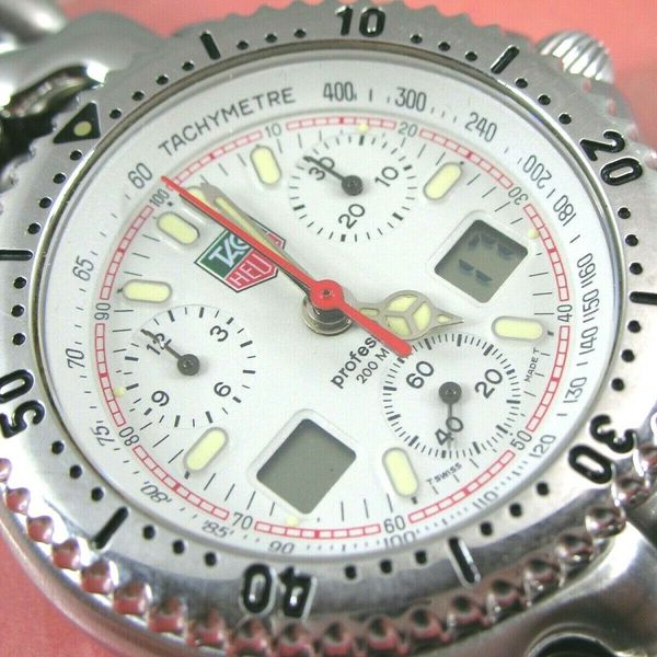 TAG HEUER SEL.s/el, CHRONOGRAPH 1/100, diver pro 200m.white SENNA ...