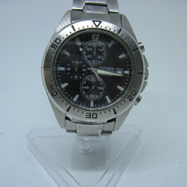 Citizen Mens WR100 39mm Steel Quartz Chronograph Watch w Bracelet 0510 ...