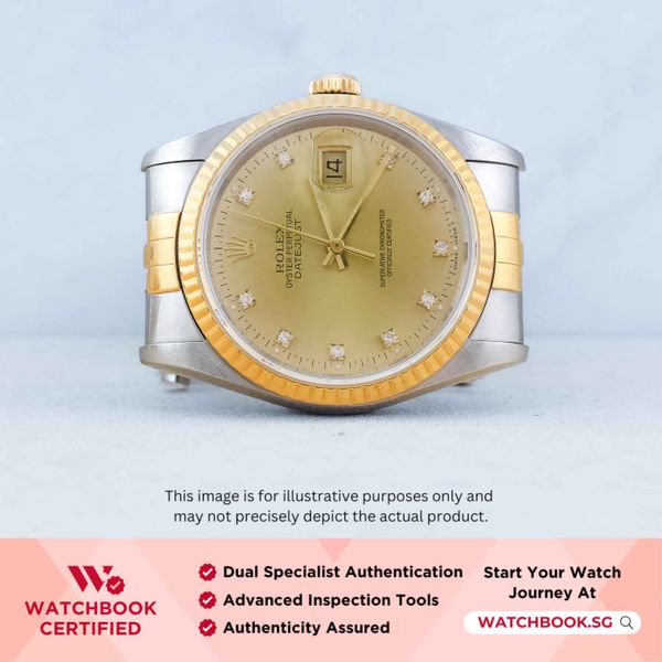 Preloved Mar 1990 Rolex Datejust Jubilee 16233 Champagne with 10 point ...