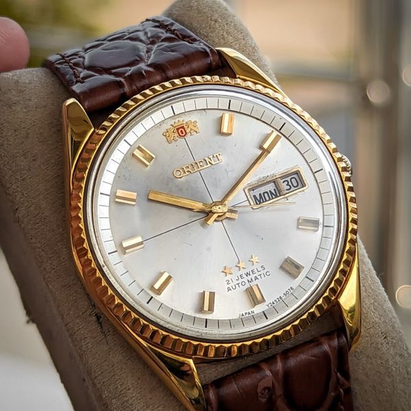 Orient Crystal Three Star 24526-5076 21 Jewels Automatic Fluted Bezel ...
