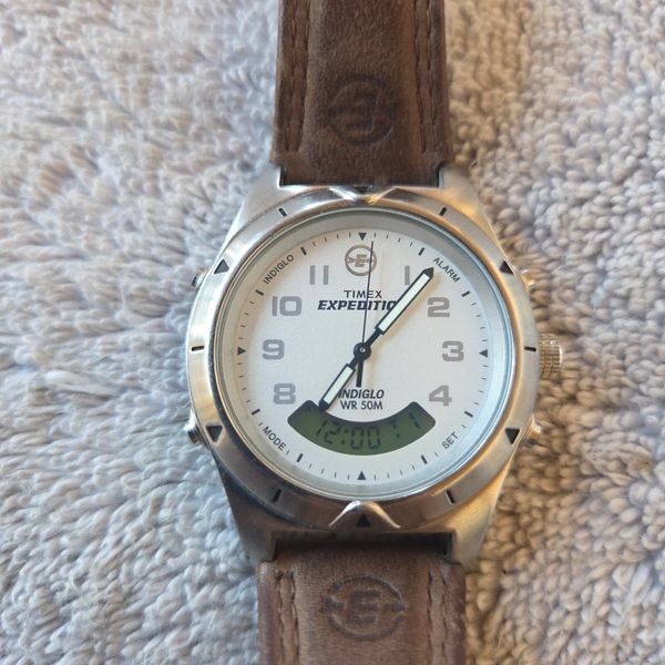 Timex Expedition Analog Digital Watch Men 38mm White Dial Silver New ...