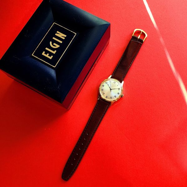 Elgin Vintage Watch With Box Sunburst Dial Swiss Mechanical Cal 340 ...