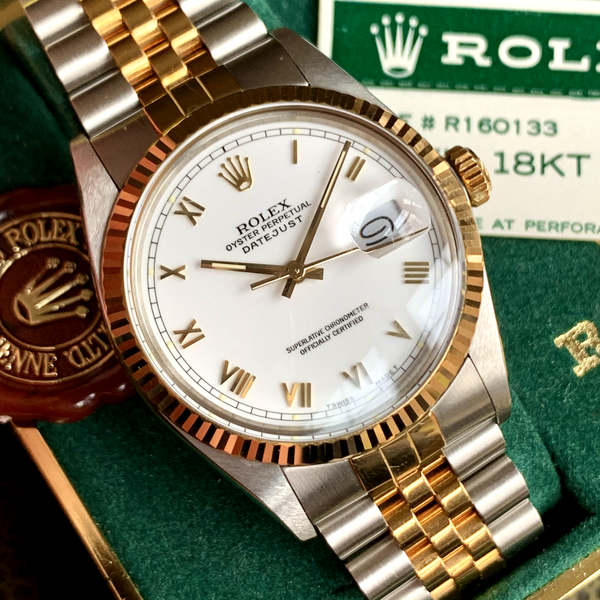 1987 Rolex Datejust 16013 White Roman 18K & Steel - Mint Investment ...