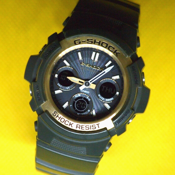 Casio G Shock AWG-M100A Green Military Army Watch, Solar Powered Radio ...