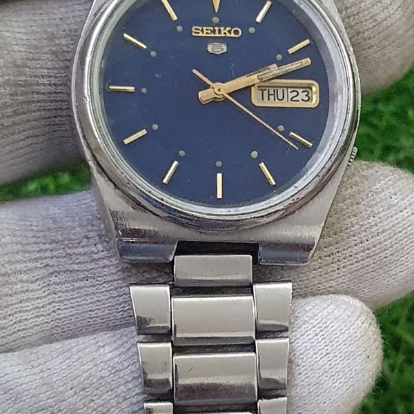 Vintage Seiko 5 Automatic 17 Jewels Stainless Steel Wristwatch Blue Dail Men's | WatchCharts ...