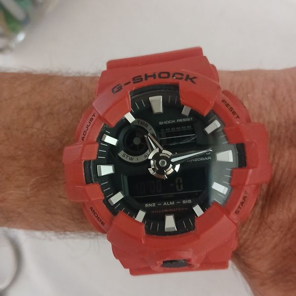 CASIO G-SHOCK GA-700-5522 Black/Red Rubber Quartz Digital Analog Watch ...