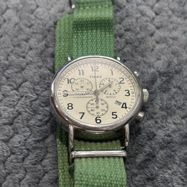 Timex Weekender Chronograph Green Nylon Band Mens Watch-Needs Battery ...