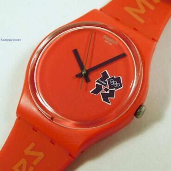 Swatch London 2012 Olympic RED Quartz Wristwatch Working + Box & New ...