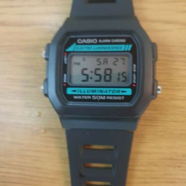 Casio W-86-1VQES Men's Chronograph Watch - Black | WatchCharts