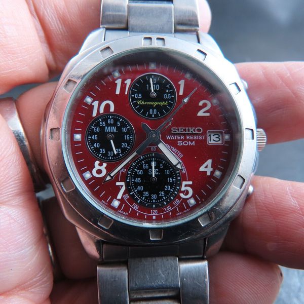 V657 Japan Seiko Chronograph Quartz Men Watch | WatchCharts Marketplace