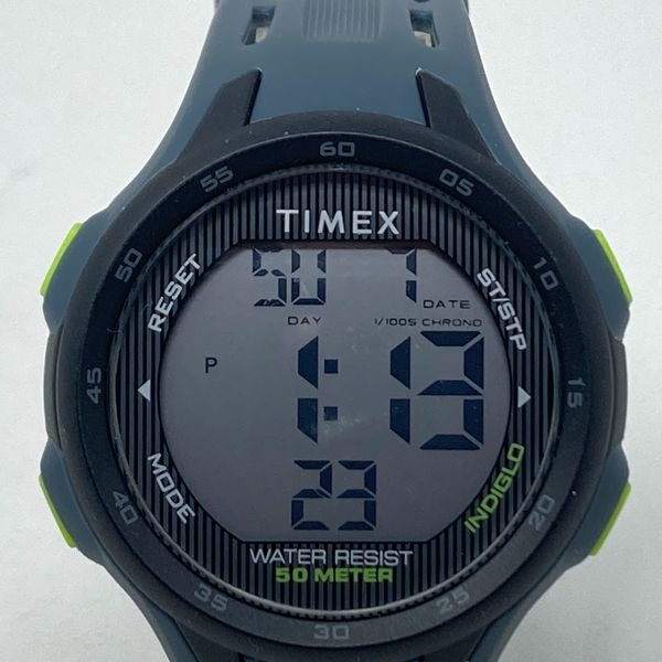 Timex Digital Watch Men 45mm Gray Dual Time Alarm Chrono Day Date WR ...