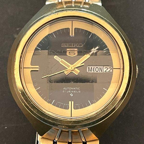 Vintage Seiko 5 6319-7010 Automatic Men's Watch Running Gold Bracelet ...