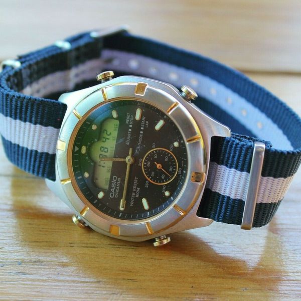 Rare vintage Casio AW-504 Oceanus ana-digi chronograph alarm digital ...