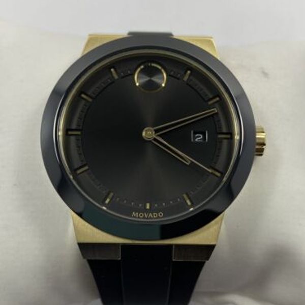 Movado Bold Fusion SWISS Quartz Black Dial Rubber Strap Men's Watch ...