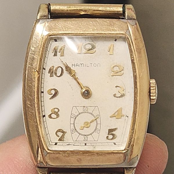Vintage 1940s Hamilton Tonneau Watch Running Gold-Filled Case Art Deco ...