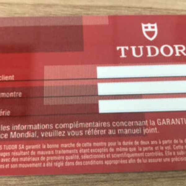 Tudor warranty card blank | WatchCharts Marketplace
