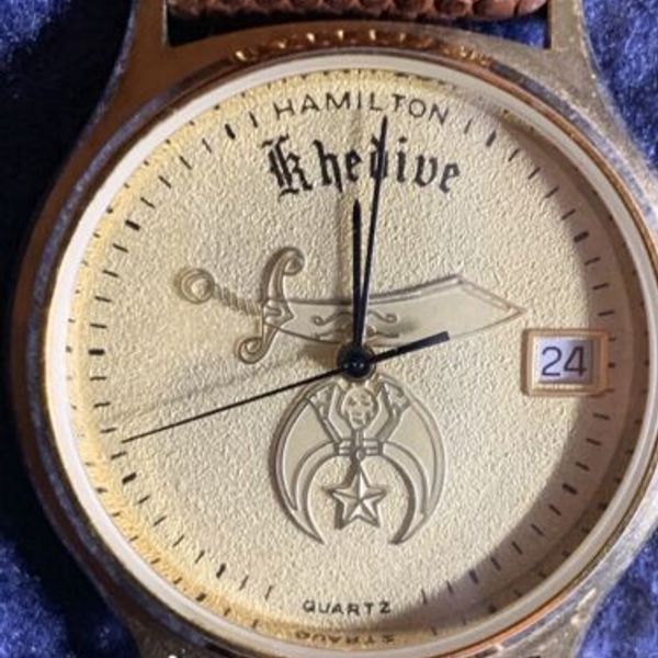 Rare Vintage Alzafar Shriners Mason Quartz Date Watch Hamilton 9812 ...
