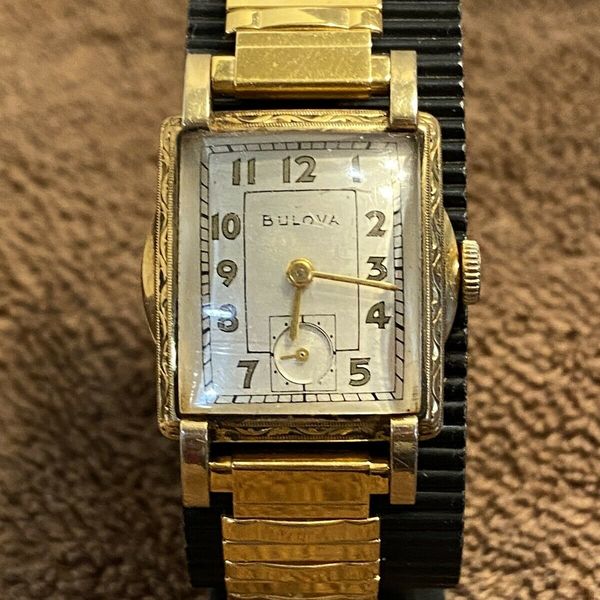 Vintage 1940's Bulova Curvex 17 Jewel Men's Watch Orig. Case 10K Bezel ...