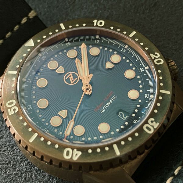 Zelos Mako V2 Bronze cobalt blue dial - full kit + extra straps - Swiss ...